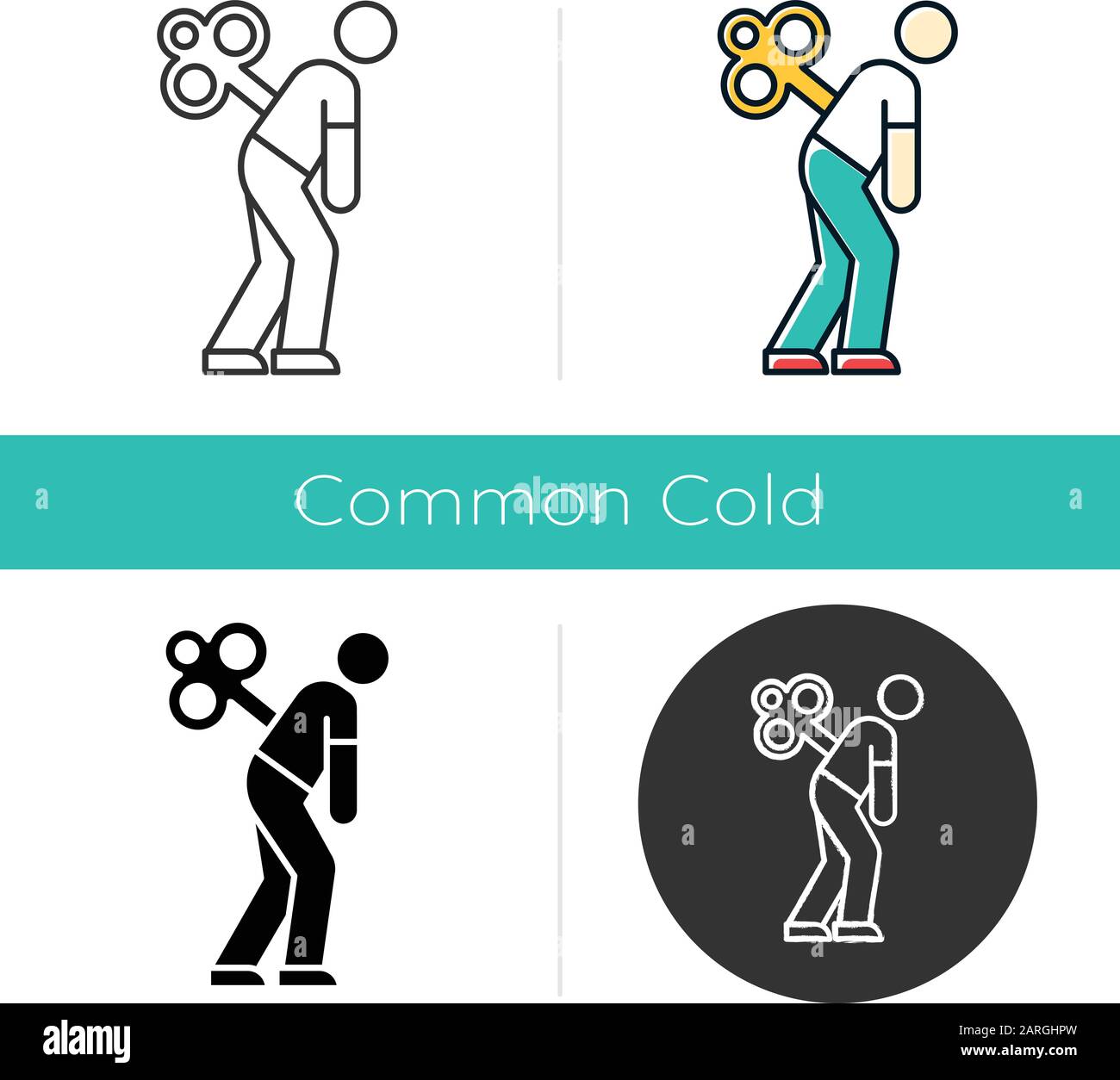 Fatigue icon. Tired man. Overworked person. Common cold symptom ...