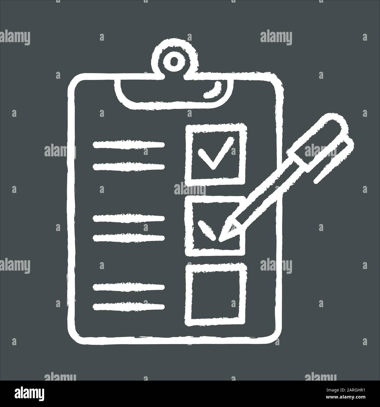 Survey questionnaire form chalk icon. Checklist. Customer service ...