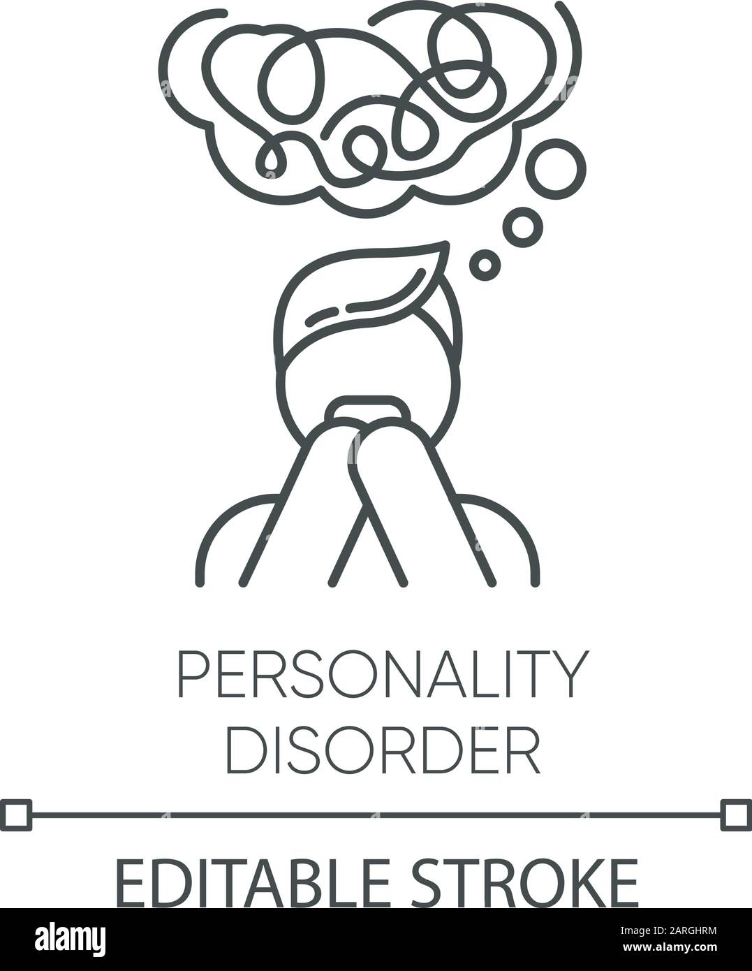 Personality disorder linear icon. Maladaptive behaviour. Deviation ...
