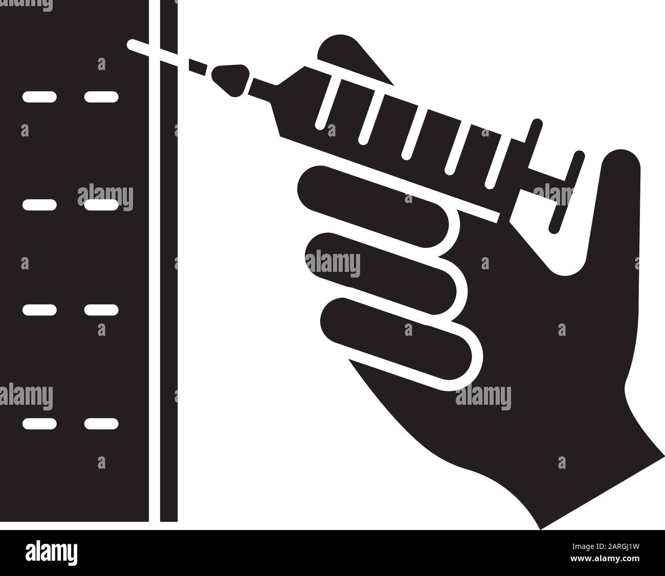 Injection glyph icon. Syringe with vaccine. Immunization. Medical ...