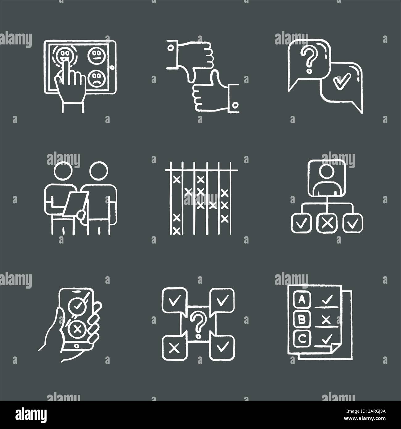 Survey chalk icons set. Choose satisfaction level. Online feedback ...