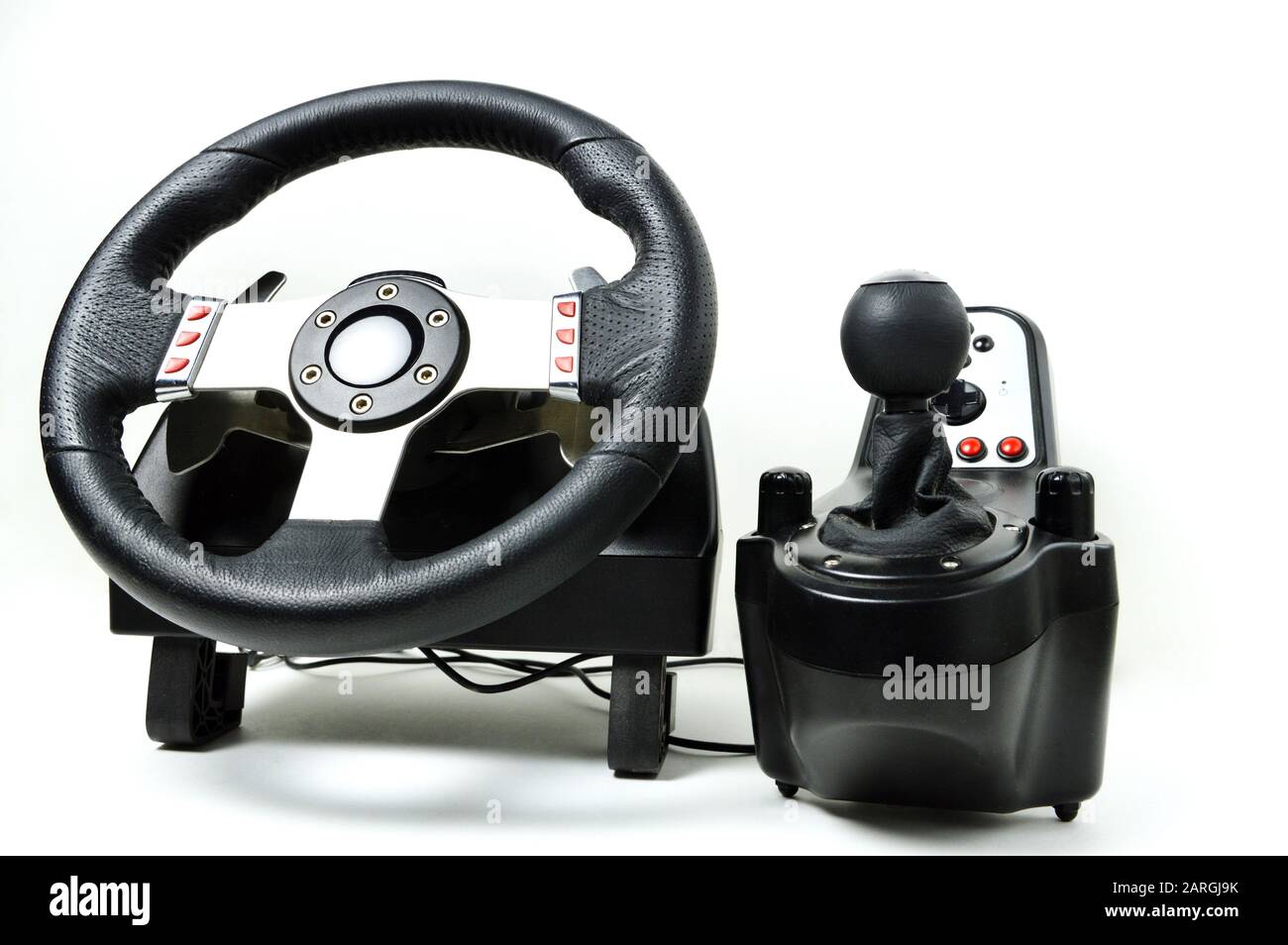 A racing wheel for the racing video games and racing simulators Stock ...