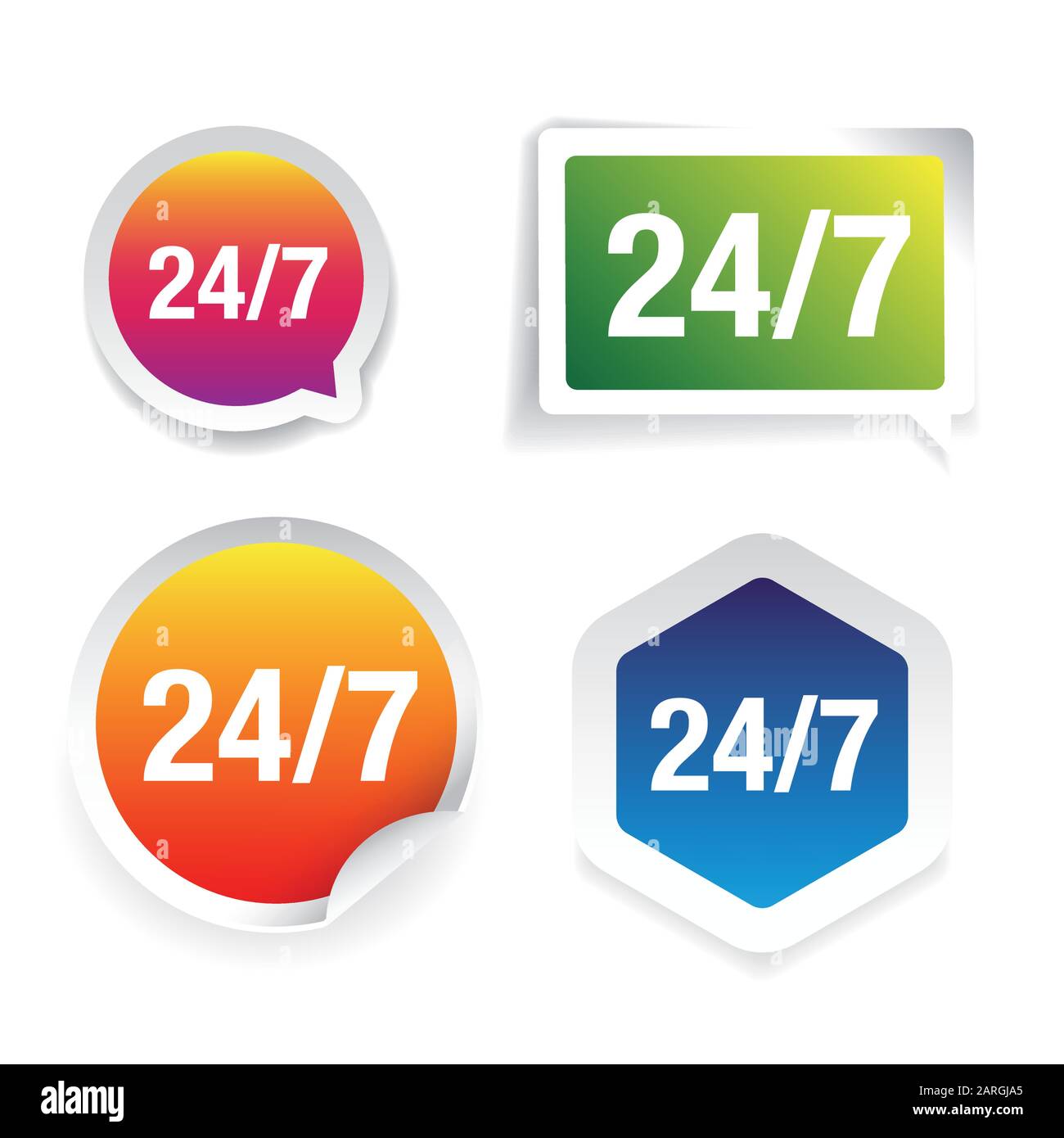 Nonstop support label set colorful Stock Vector Image & Art - Alamy