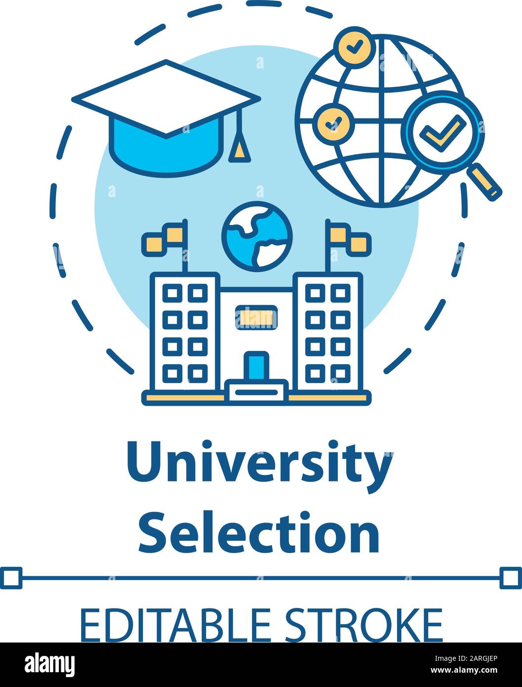 University selection concept icon. Choose college. Higher education ...
