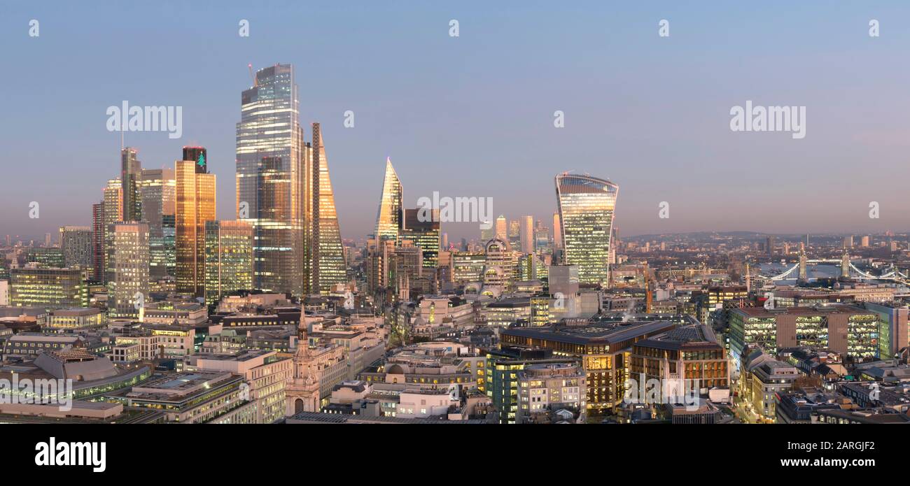 City of London, Square Mile, panorama shows completed 22 Bishopsgate ...