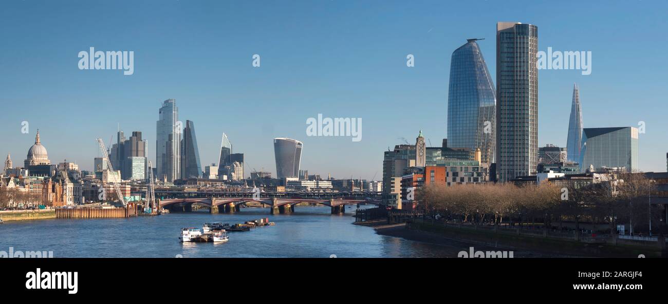 City of London, Square Mile, panorama shows completed 22 Bishopsgate ...
