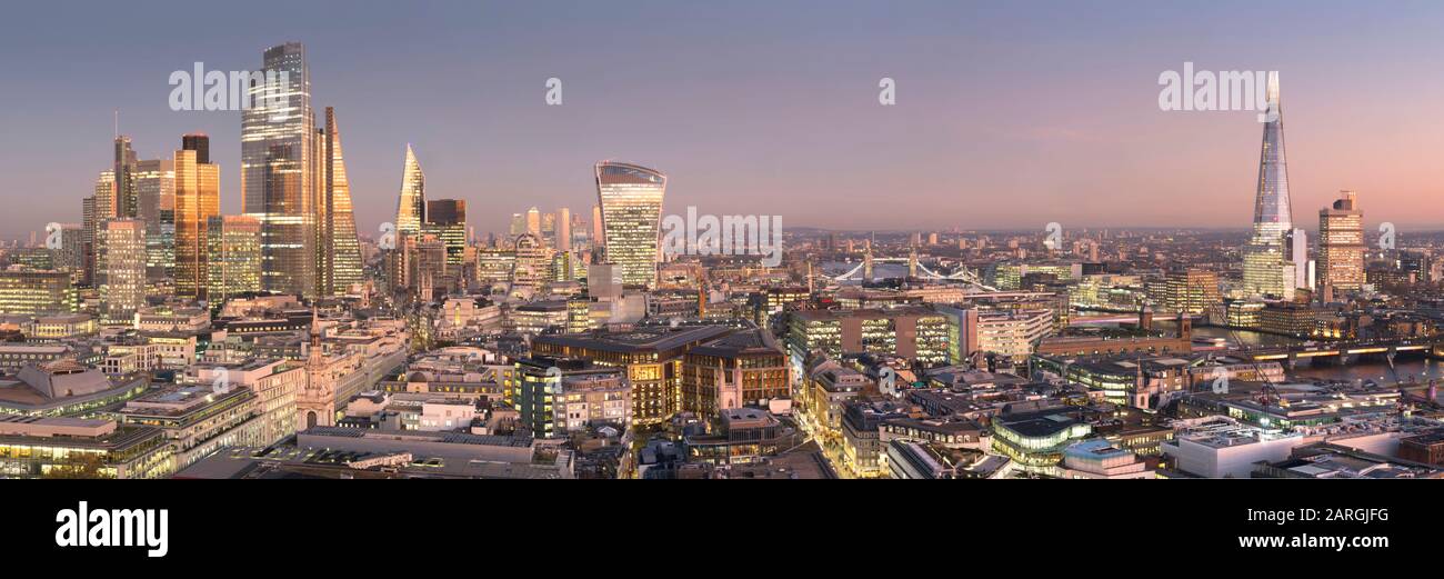 City of London, Square Mile, panorama shows completed 22 Bishopsgate ...