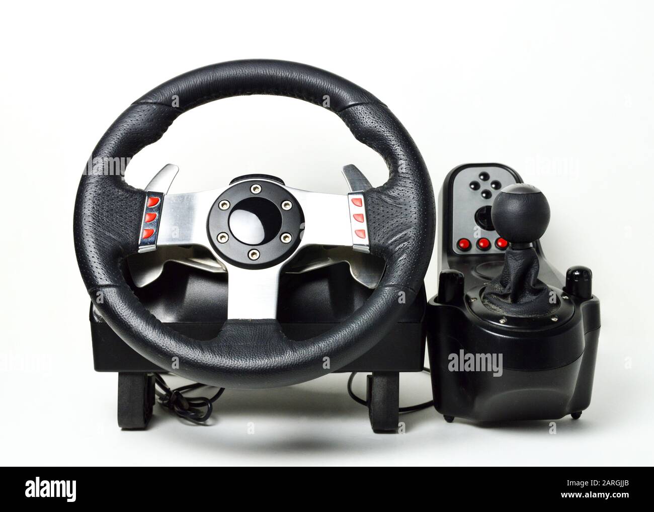 A racing wheel for the racing video games and racing simulators Stock ...