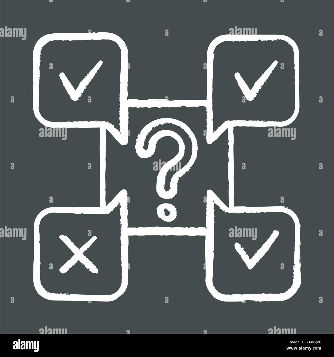 Online survey chalk icon. Questions and answers sign. Correct, wrong ...