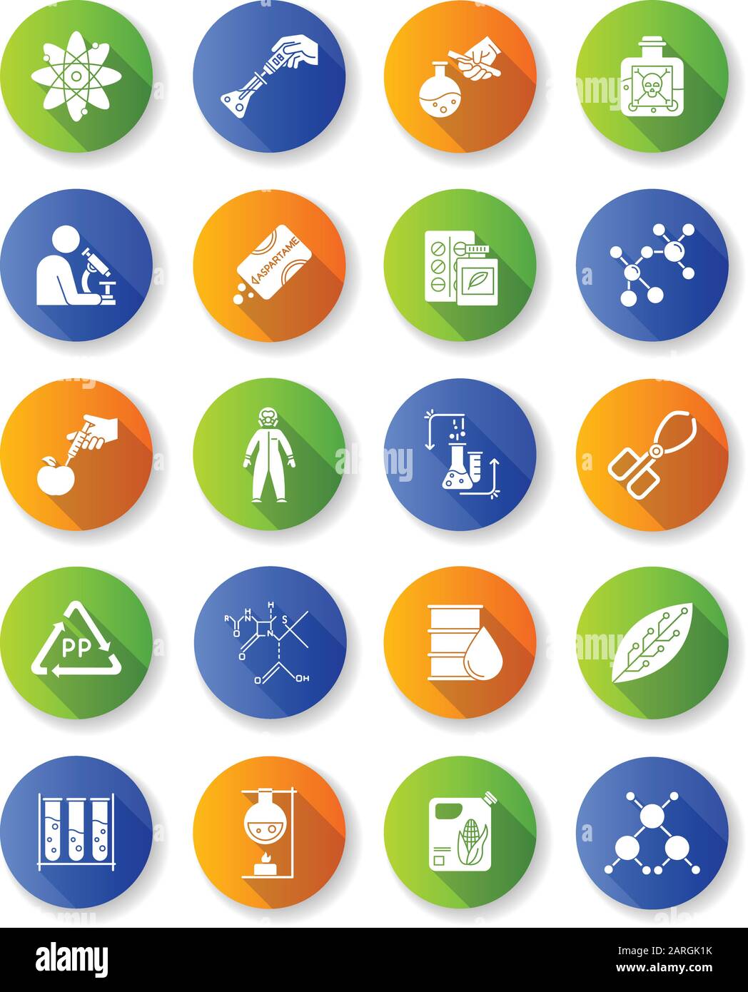 Science and nature interaction flat design long shadow glyph icons set ...