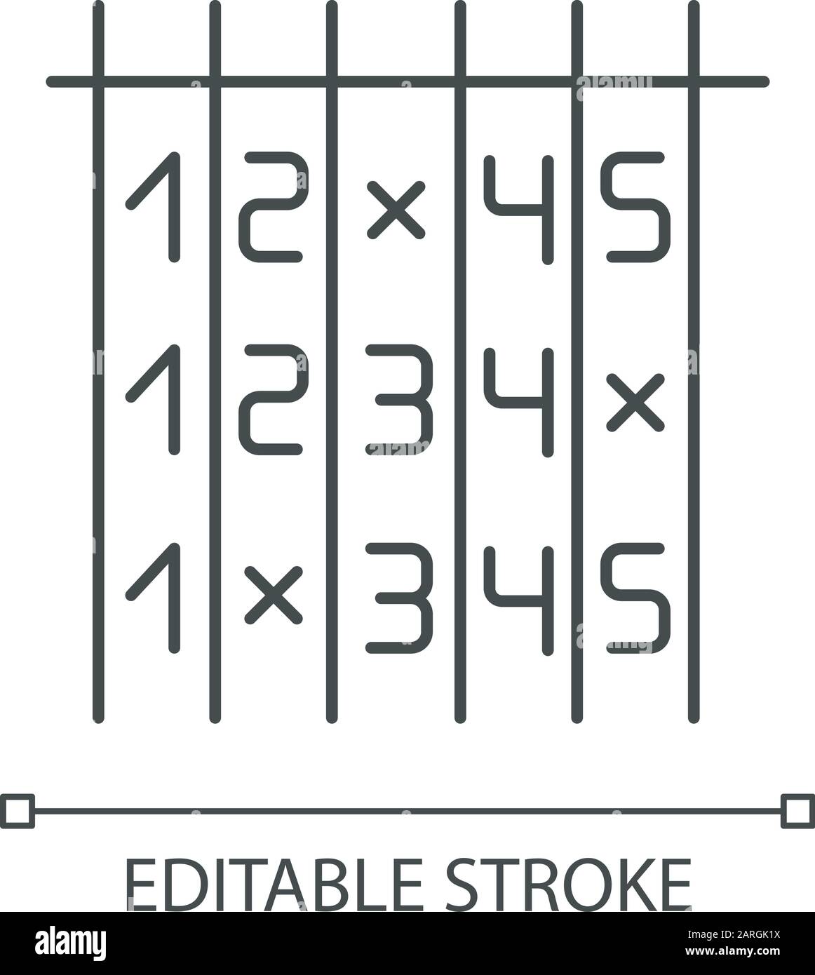 Survey data linear icon. Choose number. Digit matrix. Select option ...