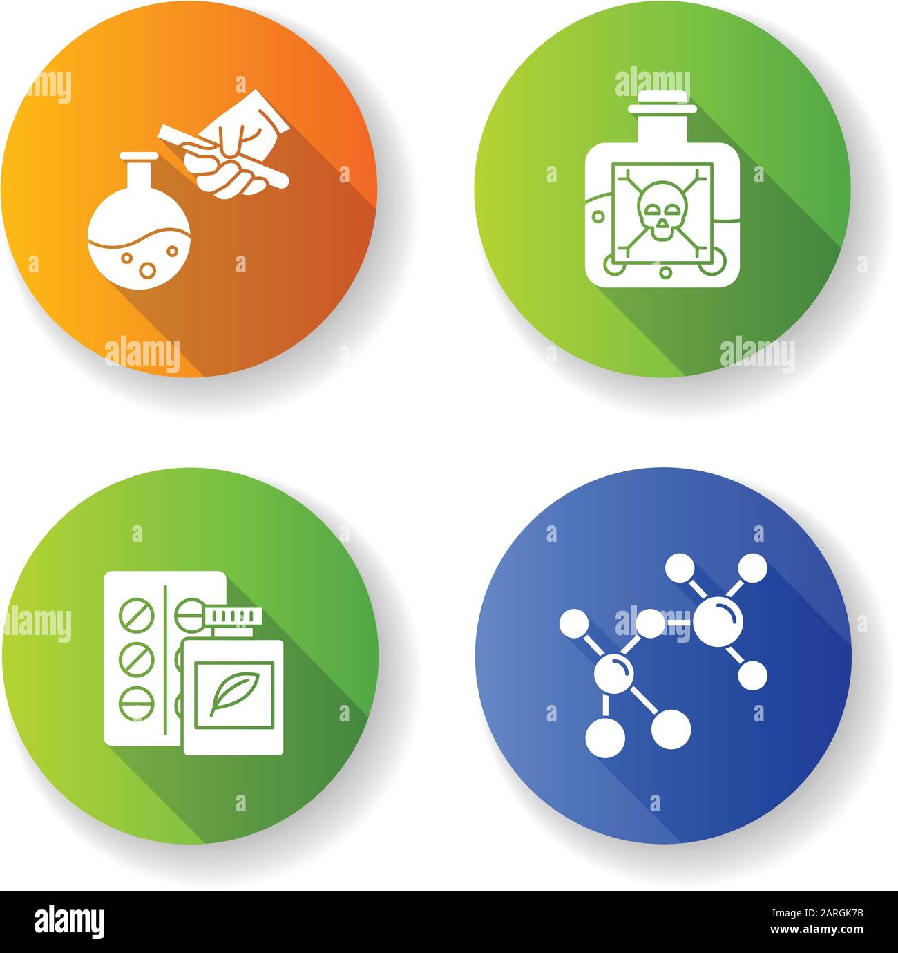 Science development flat design long shadow glyph icons set ...
