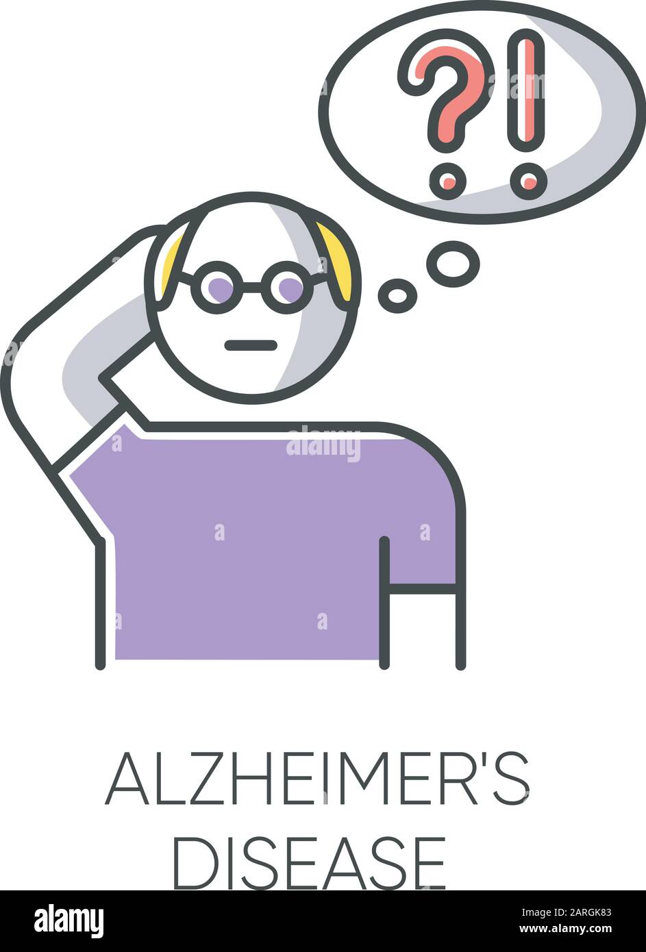 Alzheimer's disease color icon. Dementia. Memory loss. Trouble with ...