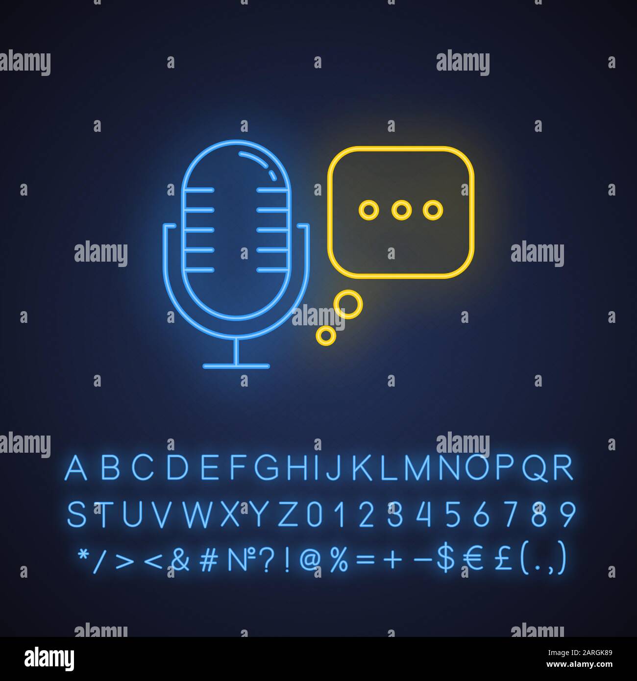Voice recorder neon light icon. Speech recognition idea. Modern ...