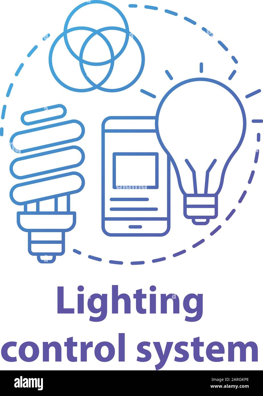 Lighting control system blue gradient concept icon. Smart house idea ...