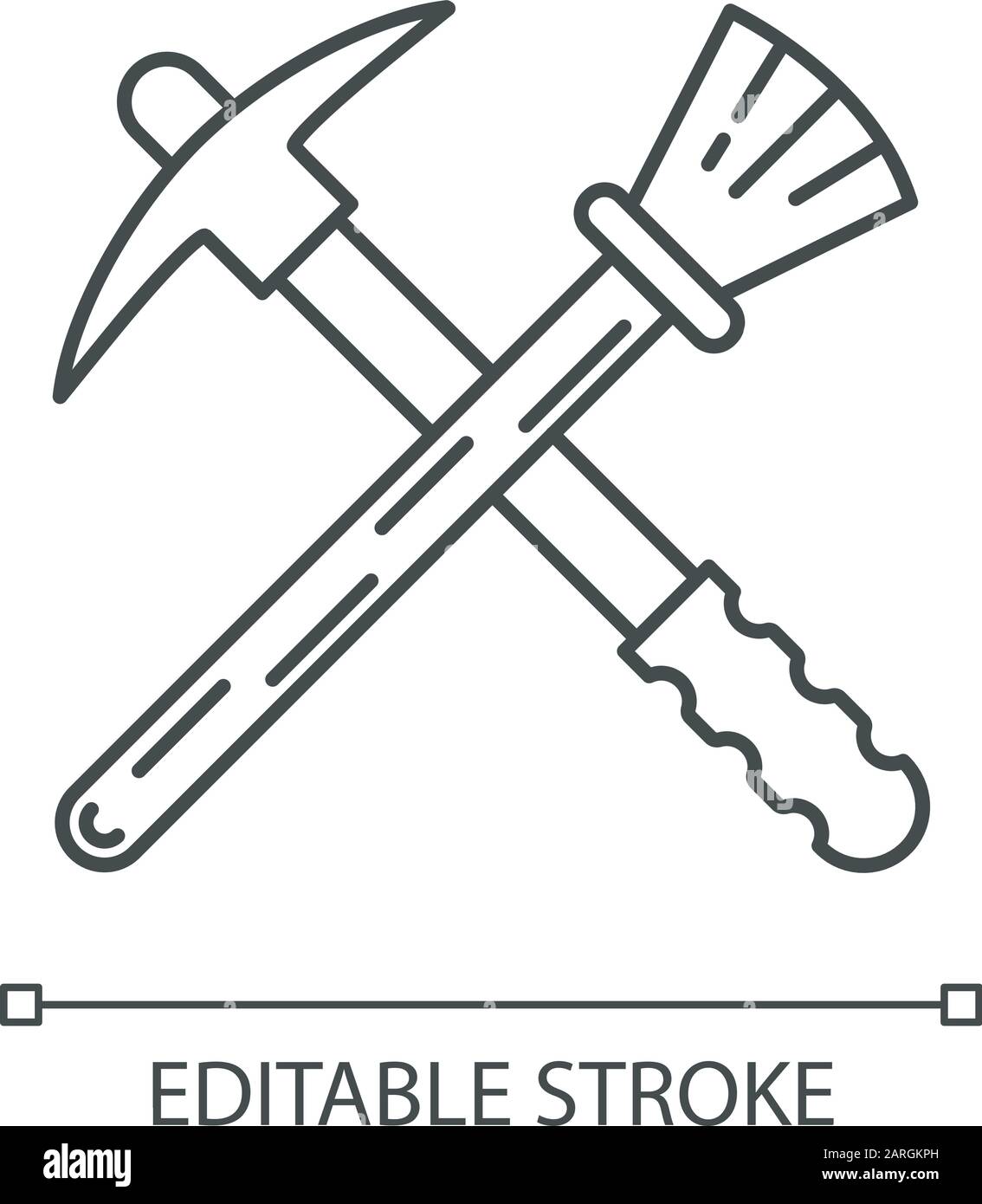 Archeologist tools linear icon. Restoration. Renovation equipment ...