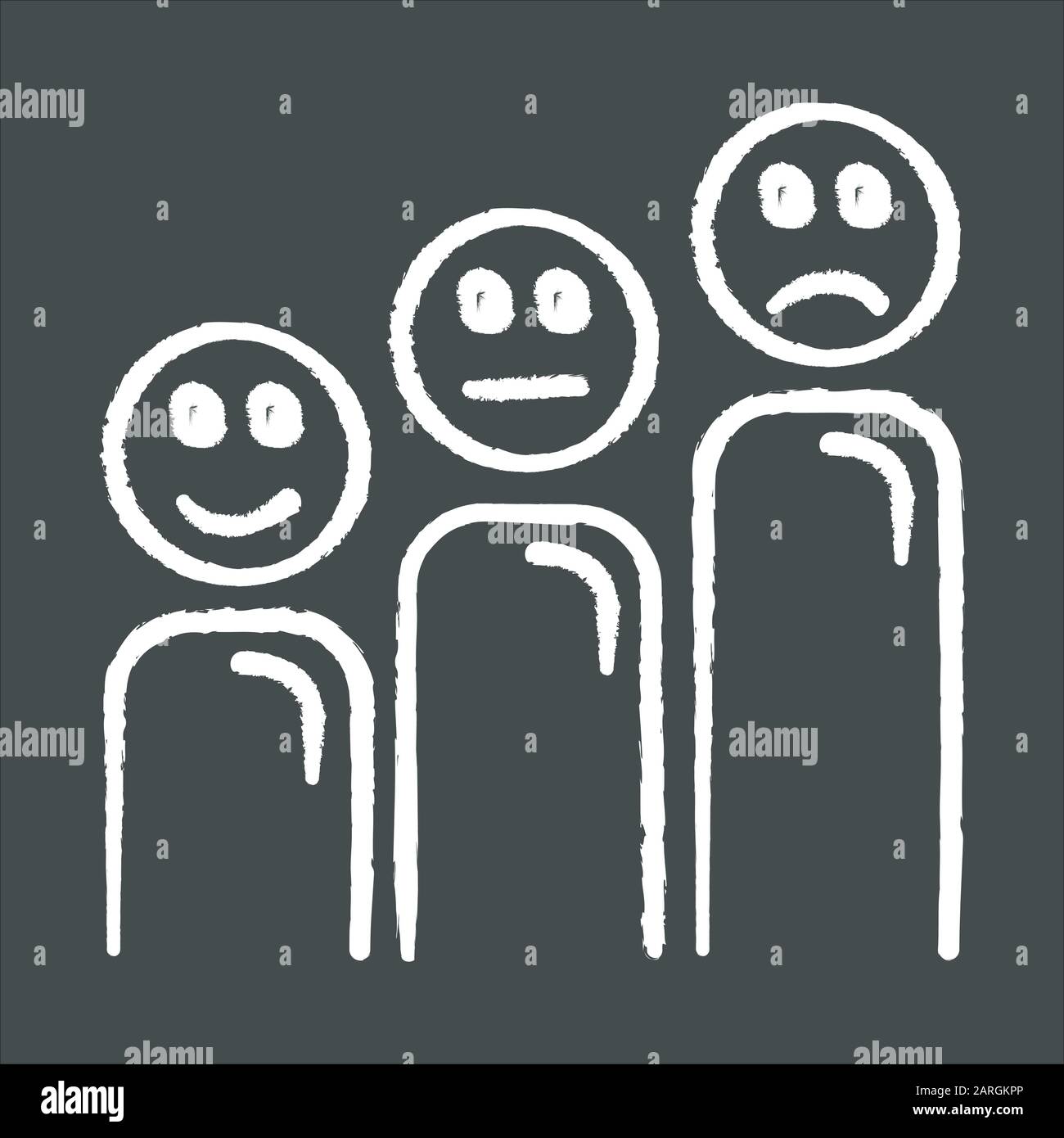 Satisfaction level chalk icon. Customer experience. Negative, positive ...