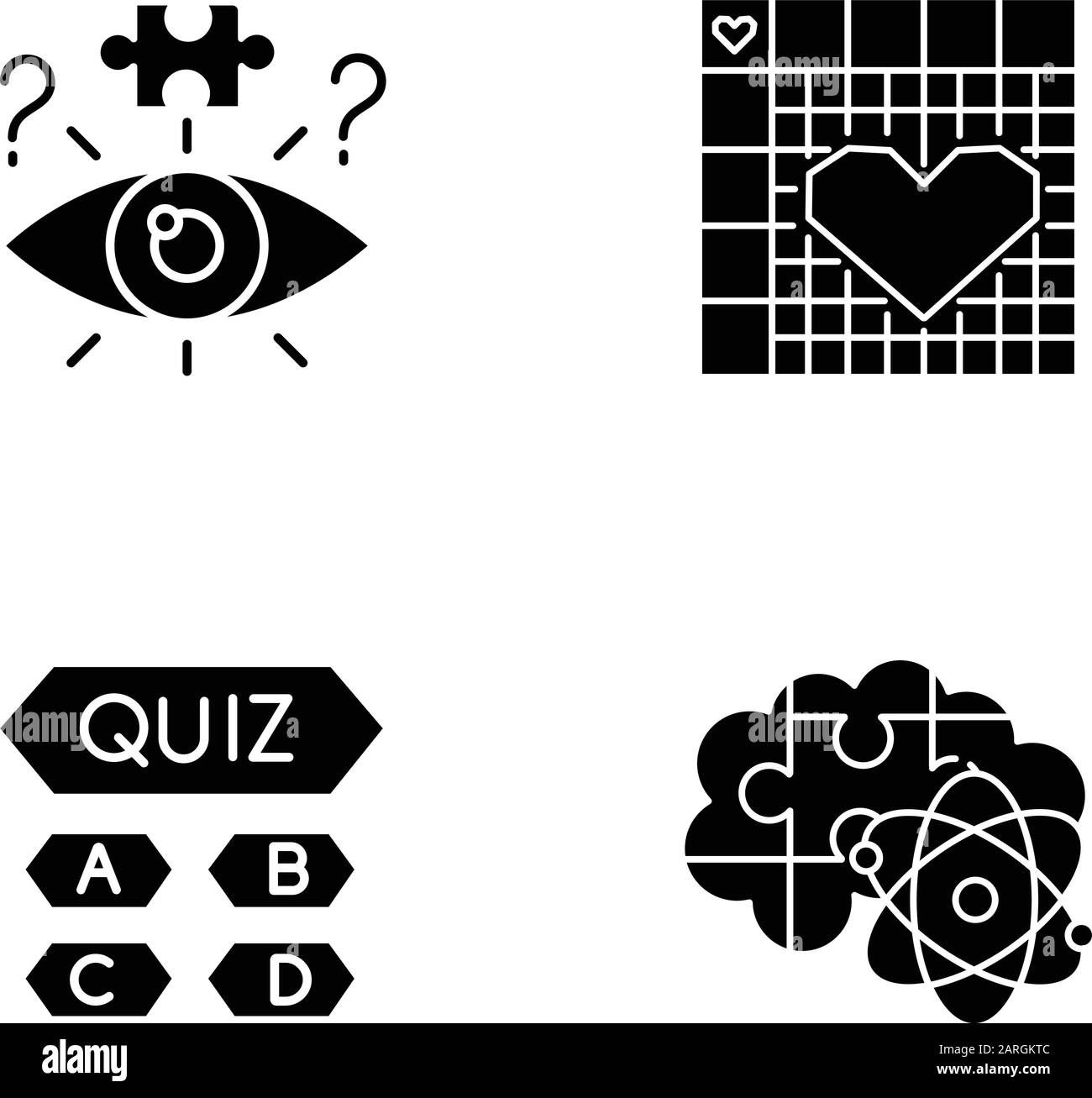 Playing cards puzzle glyph icons set. Logic game. Mental exercise ...