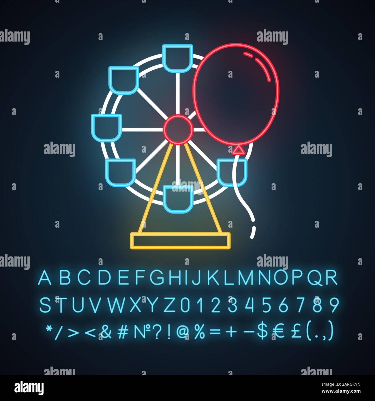 Entertainment industry neon light icon. Recreation area. Amusement park ...