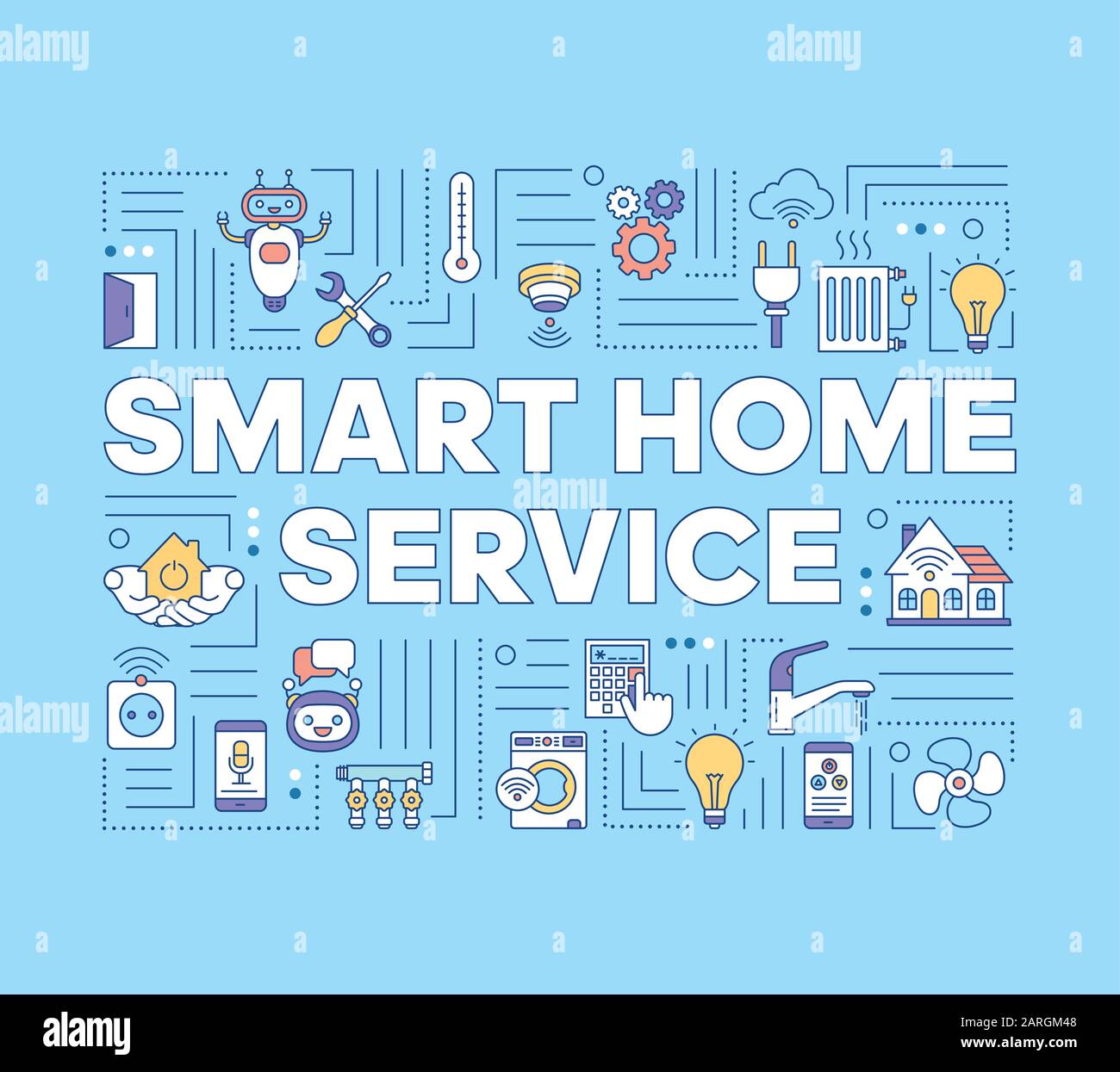 Smart home service word concepts banner. Automated house control ...