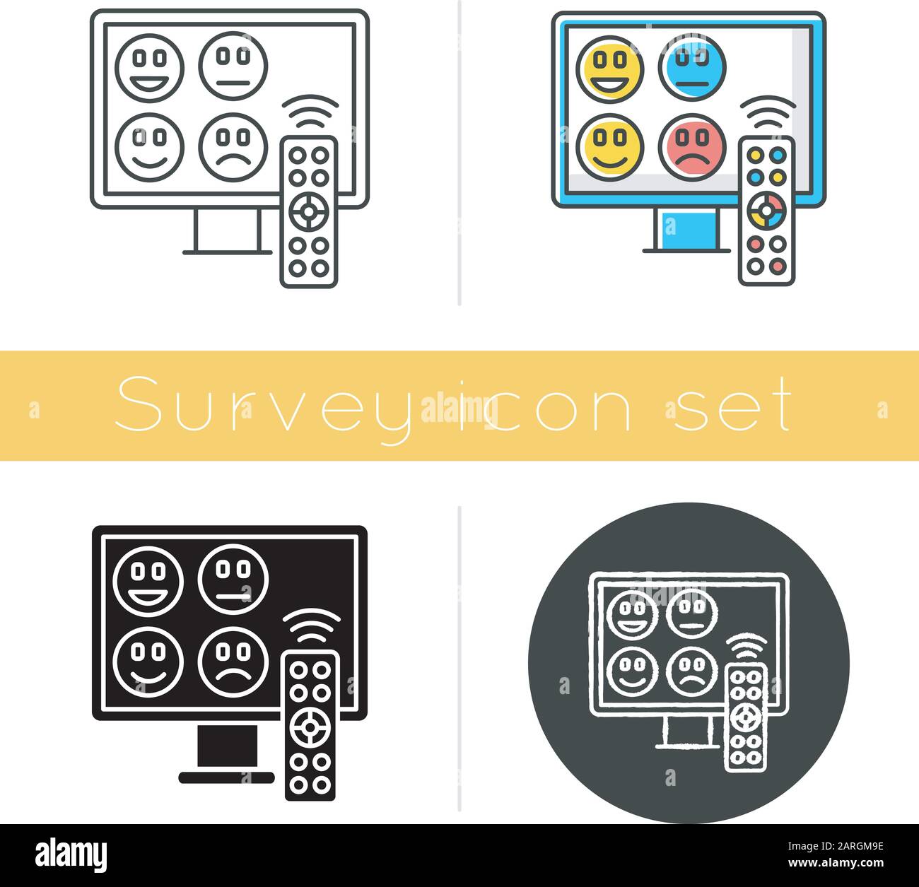 TV channel rating survey icon. Emotional opinion. Consumer review ...
