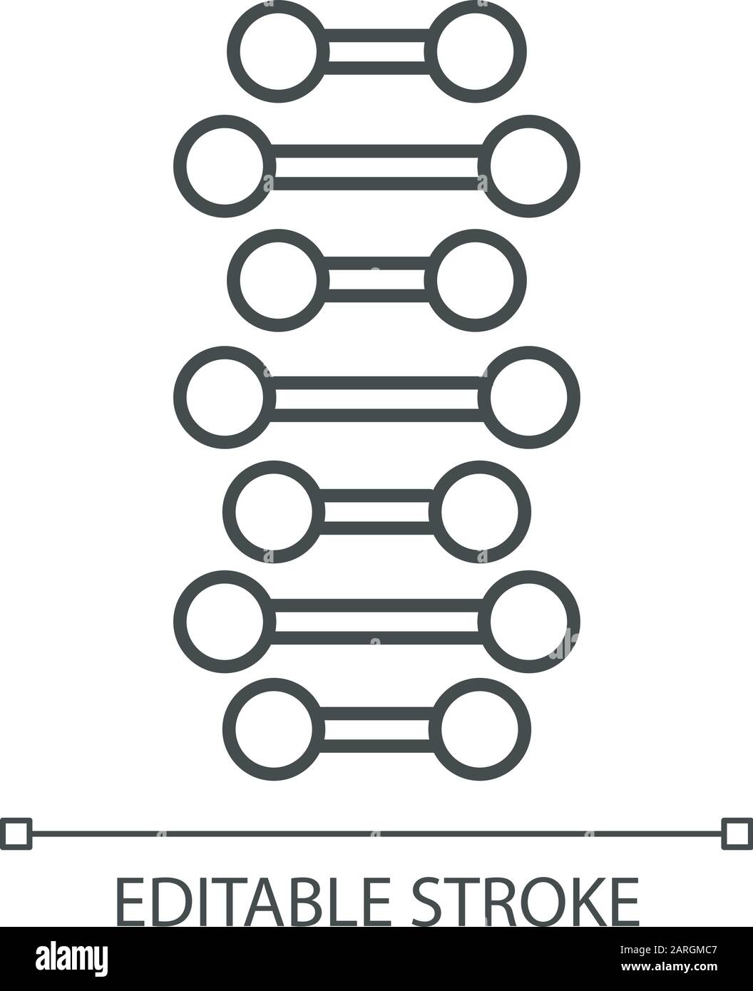 DNA spiral chains linear icon. Connected dots, lines. Deoxyribonucleic ...