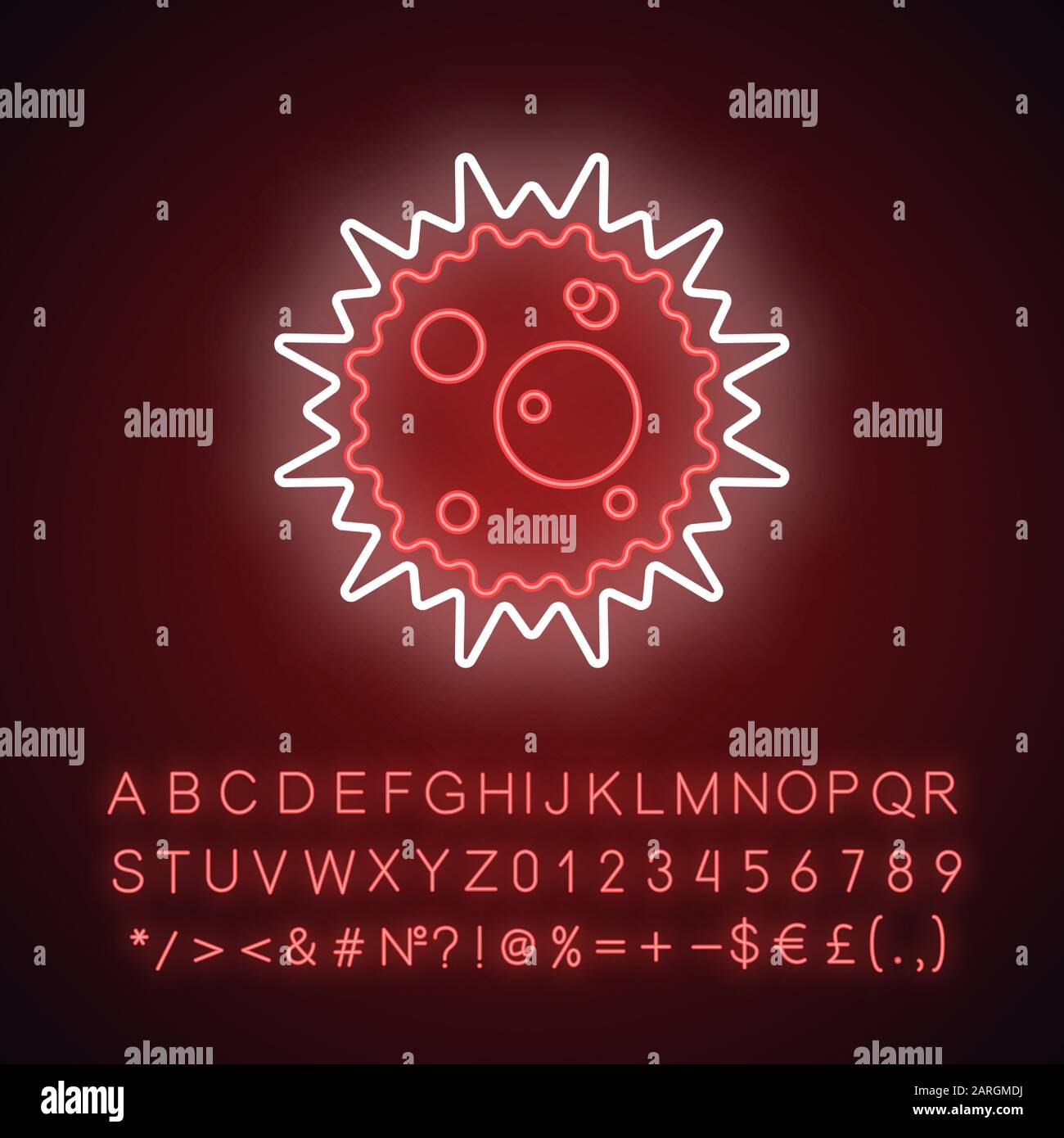 Virus infection neon light icon. Influenza microbe. Flu germs ...