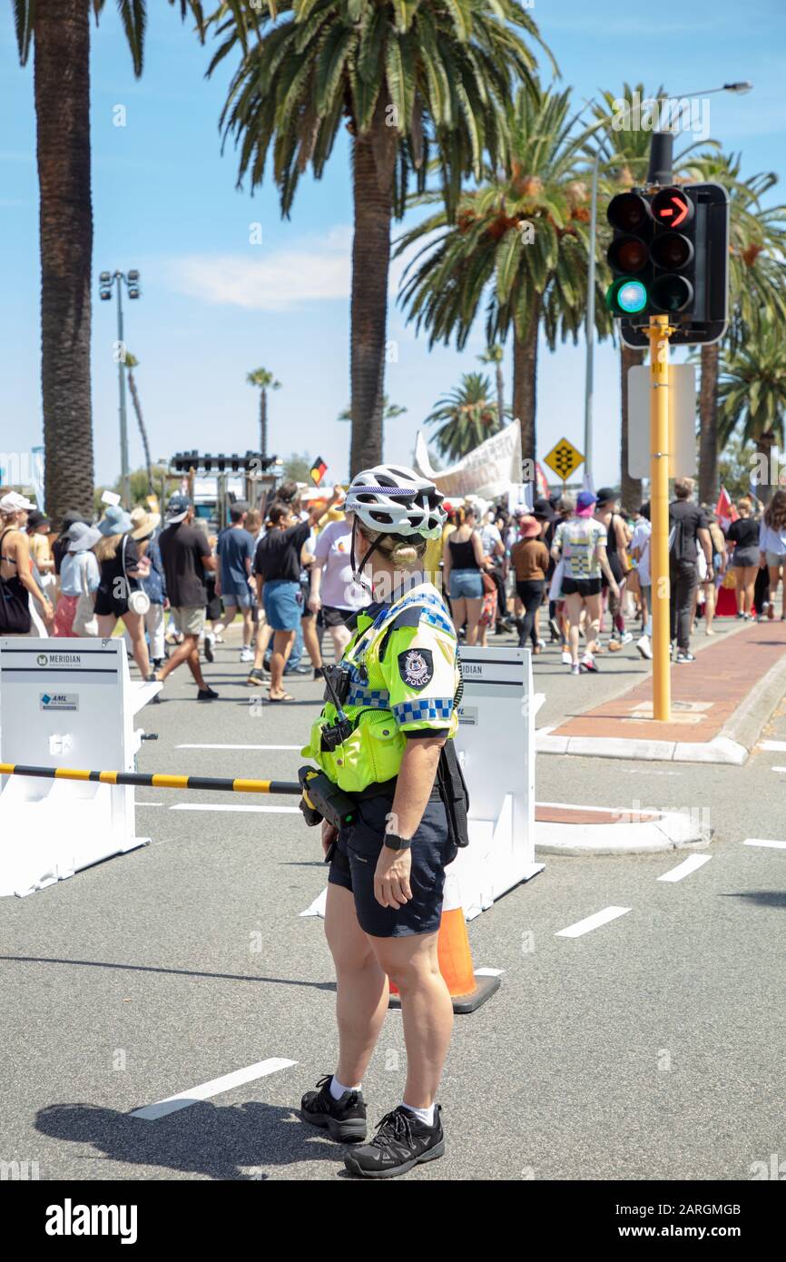 Perth, Australia. 26th January 2020. Invasion Day protests on stage and ...