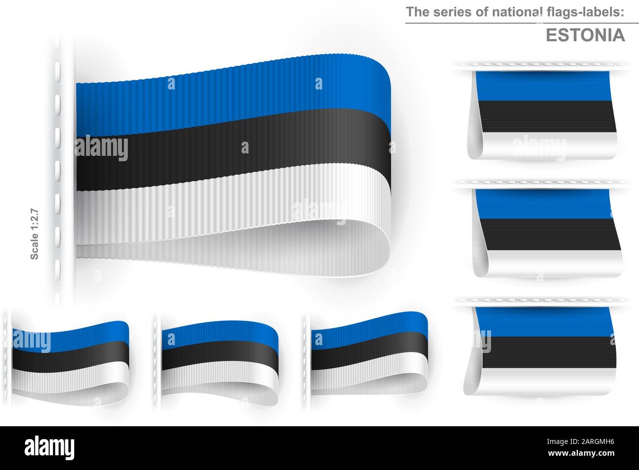 National state flag of Estonia; Sewn clothing label tag from flag of ...