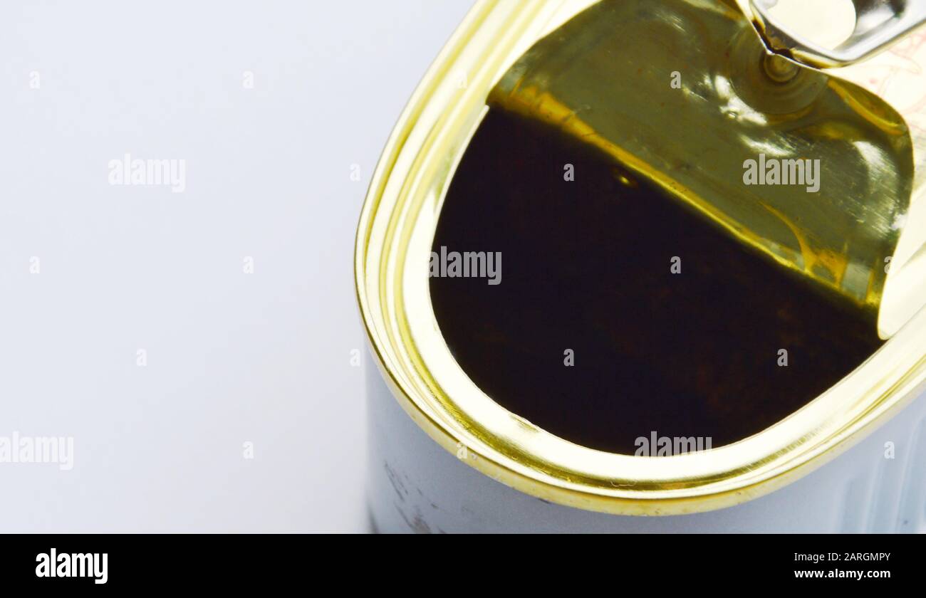 tin food canned opened on white background Stock Photo - Alamy