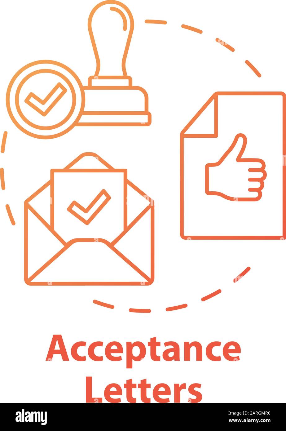 Acceptance letters concept icon. Envelope with approved document ...