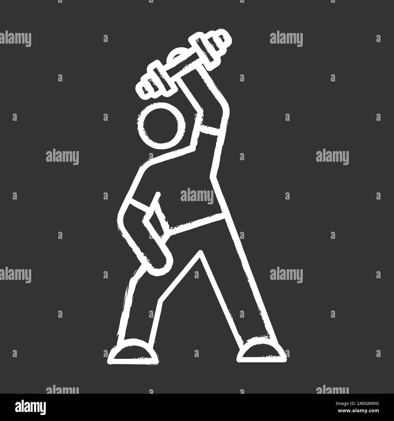 Exercise chalk icon. Man workout. Gym activity. Athlete with dumbell ...