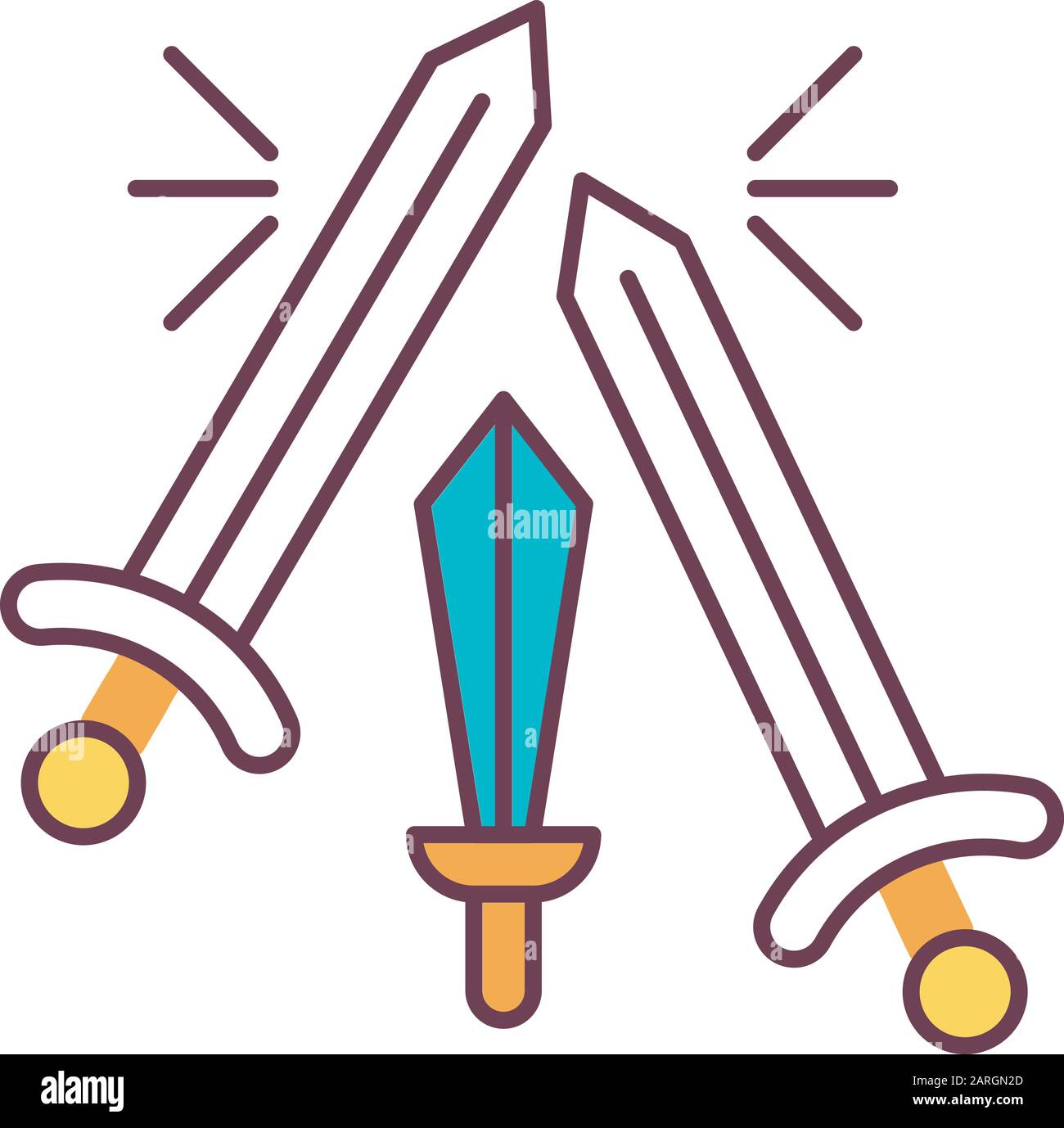 Sword fighting color icon. Weapon clashing. Battling and war. Ancient ...