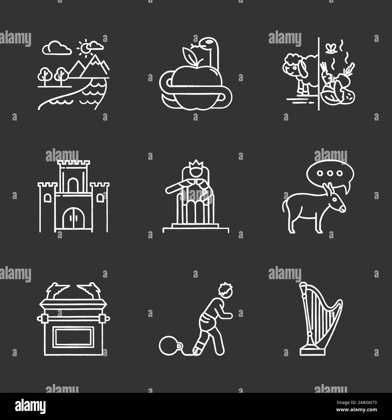 Biblical Myths And Legends Bible Narratives Color Icons Set. Noah Ark,