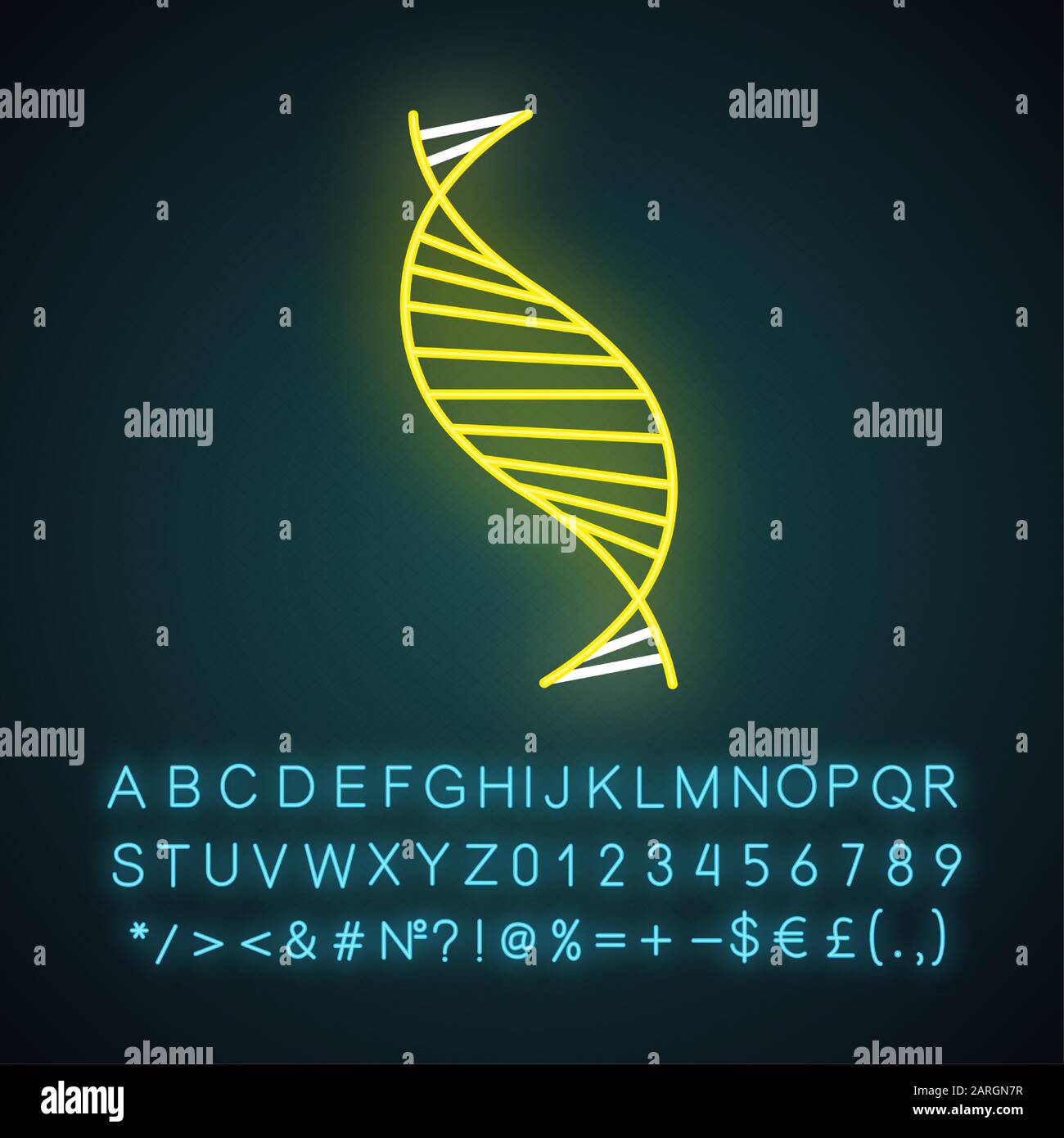 DNA spiral strand neon light icon. Deoxyribonucleic, nucleic acid helix ...
