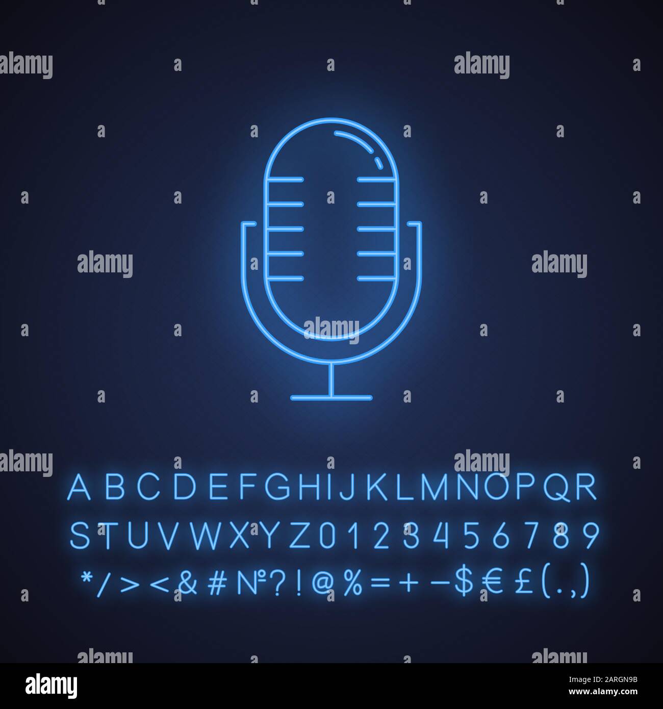 Sound recorder neon light icon. Professional music microphone idea ...