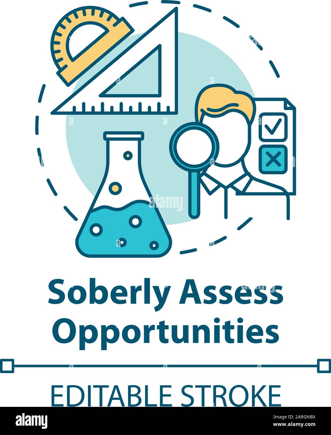 Soberly assess opportunities concept icon. Specialty selection ...