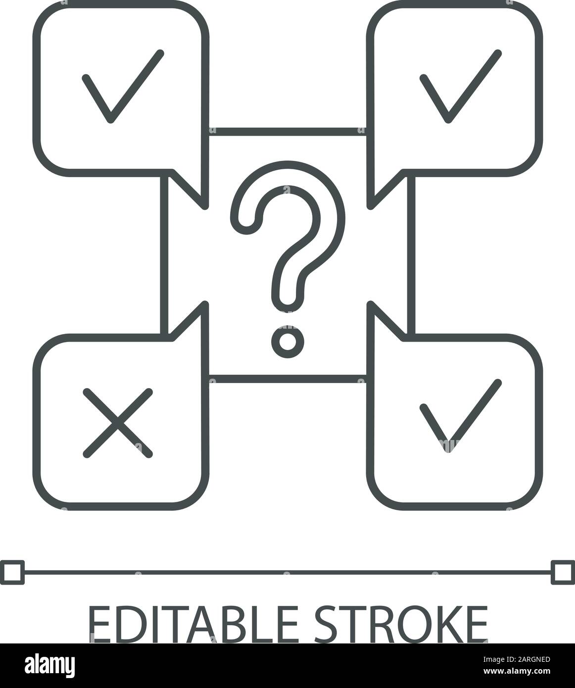 Online Survey Linear Icon Questions And Answers Sign Correct And Wrong Checkmark Chat