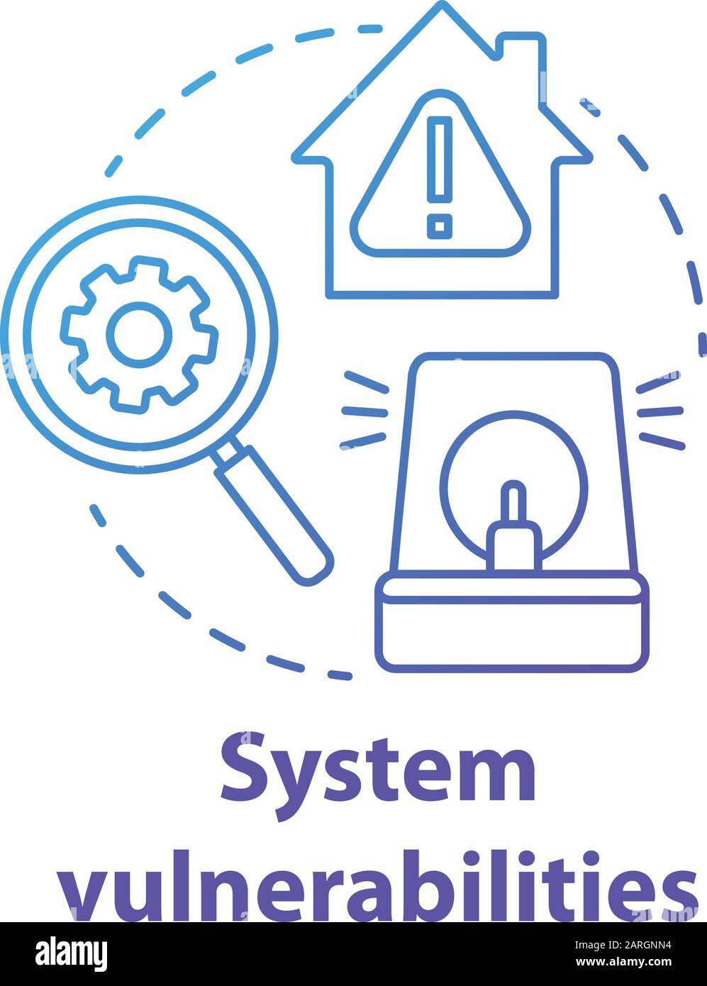 System vulnerabilities blue gradient concept icon. Smart house flaws ...