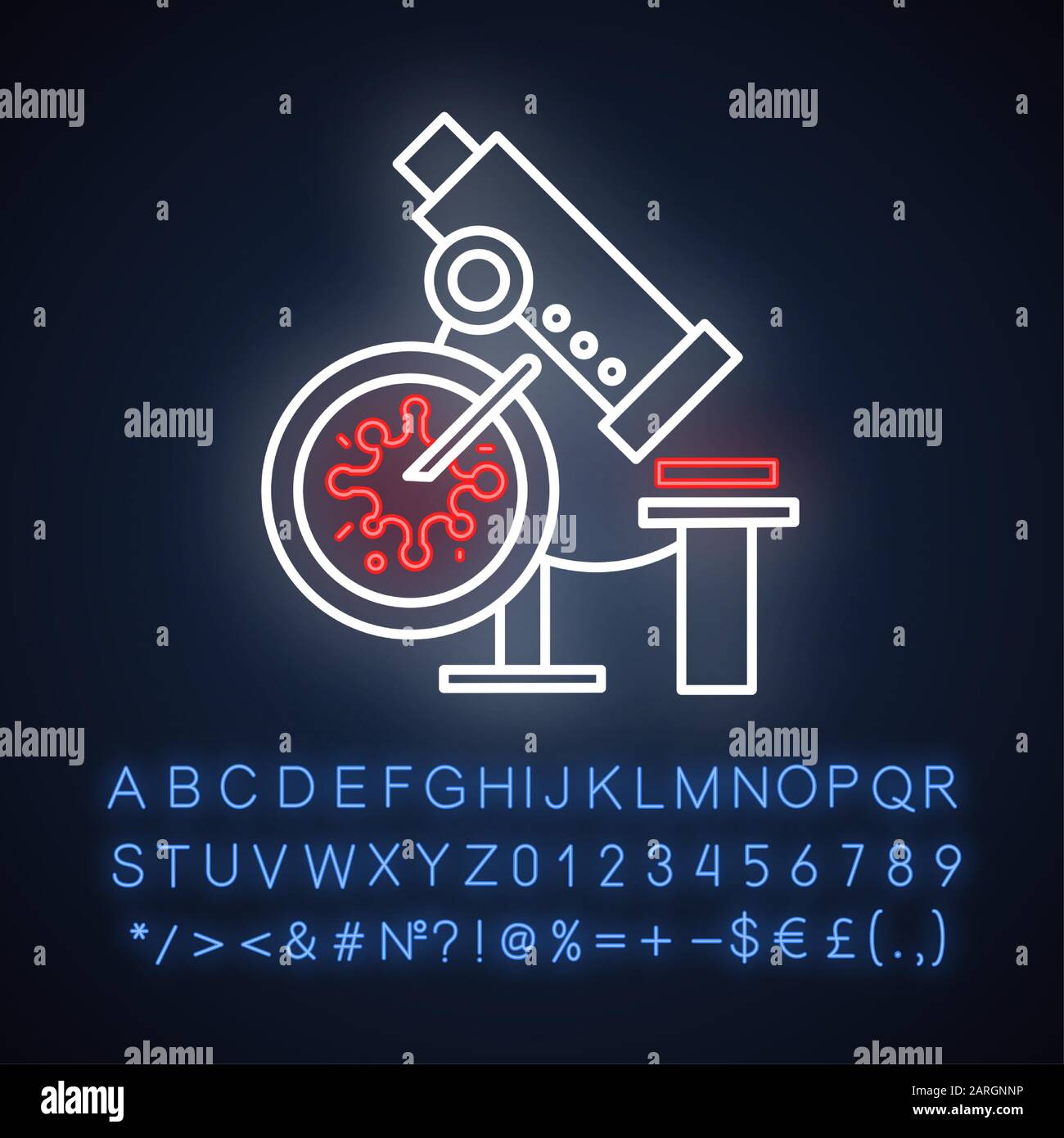 Infection test neon light icon. Medical procedure. Blood culture test ...