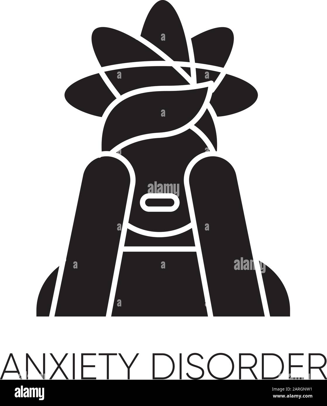 Anxiety disorder glyph icon. Fear and worry. Depressed man. Panic ...
