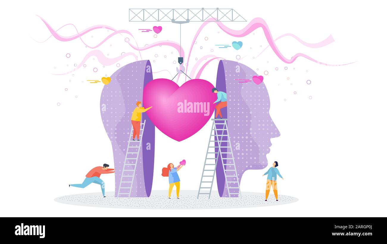 People insert heart into head Stock Vector Image & Art - Alamy