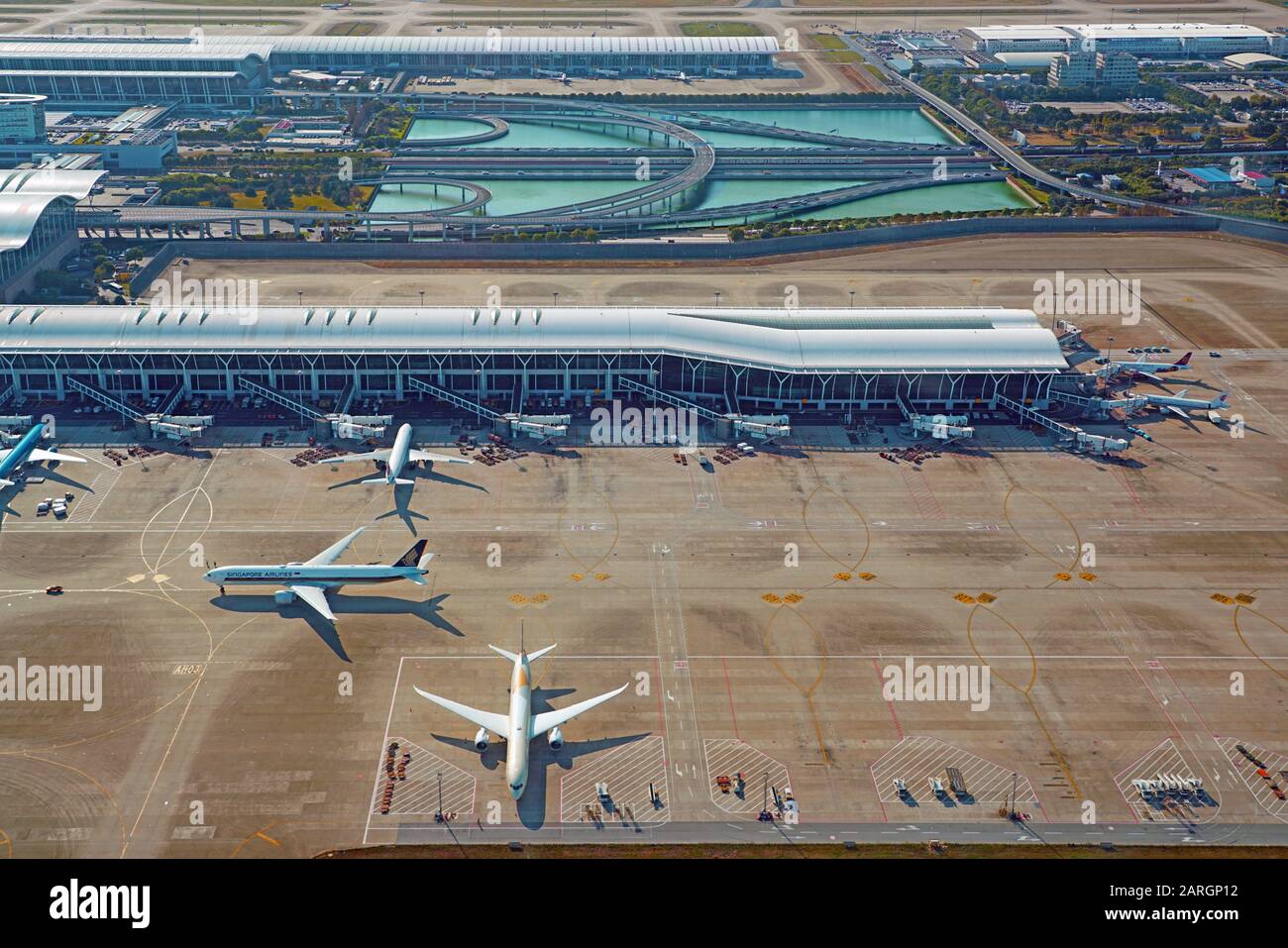 SHANGHAI, CHINA -3 NOV 2019- View of the Shanghai Pudong International ...
