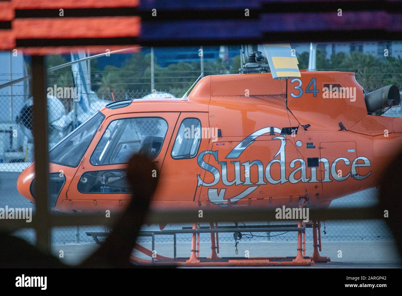 Eurocopter AS 350 Helicopter parked on the ramp outside Sundance ...