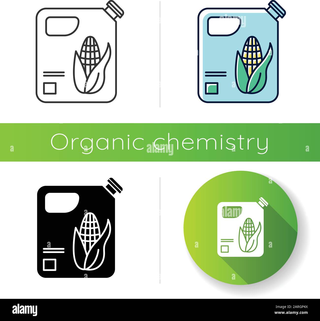 Plastic bottle of corn oil icon. Organic chemistry. Vegetable oil ...
