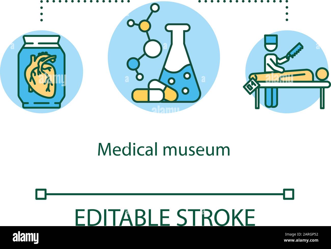 Medical museum concept icon. Scientific exposition. Body dissection and ...