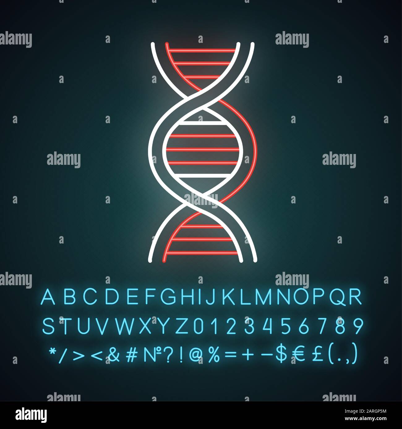 DNA helix neon light icon. Deoxyribonucleic, nucleic acid. Molecular ...