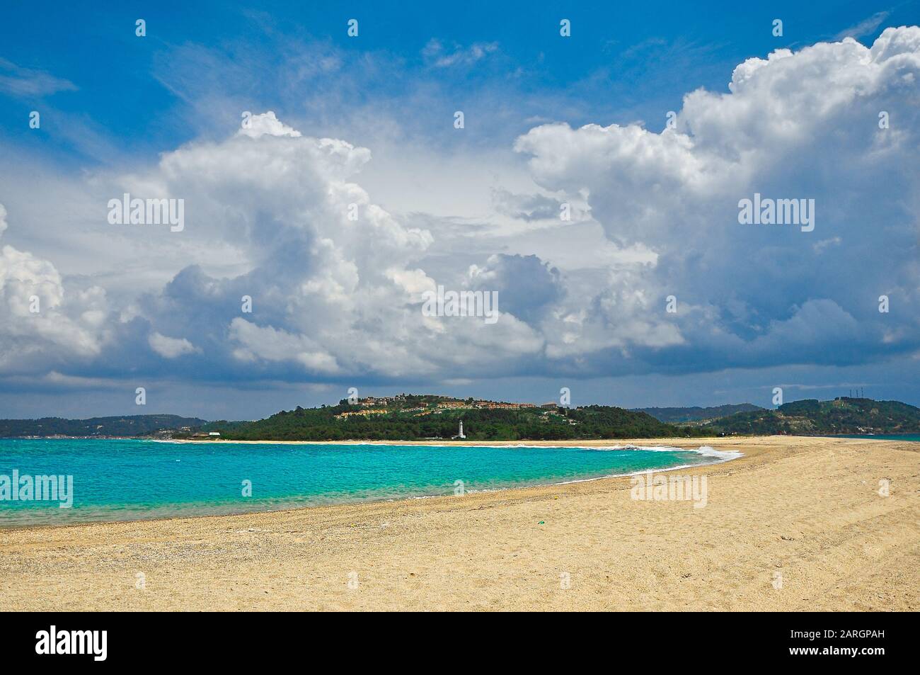 Sandy beach on the azure sea coast Stock Photo - Alamy