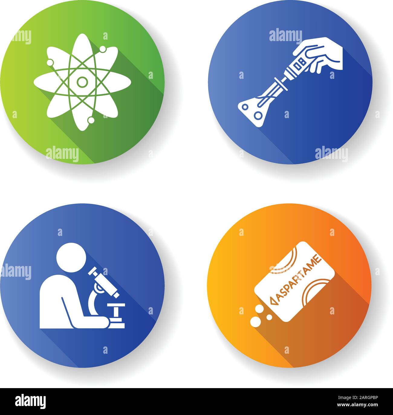 Science development flat design long shadow glyph icons set ...