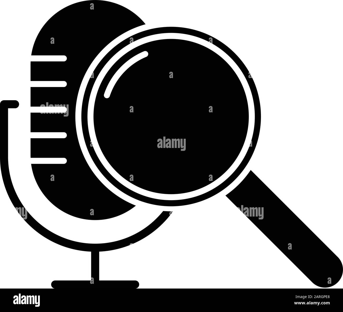 Voice search command glyph icon. Sound request. Microphone and ...